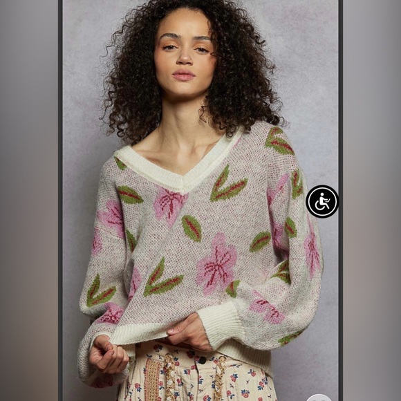 POL | Sweaters | Pol Gorgeous Oversized Floral Knit Vneck Sweater ...